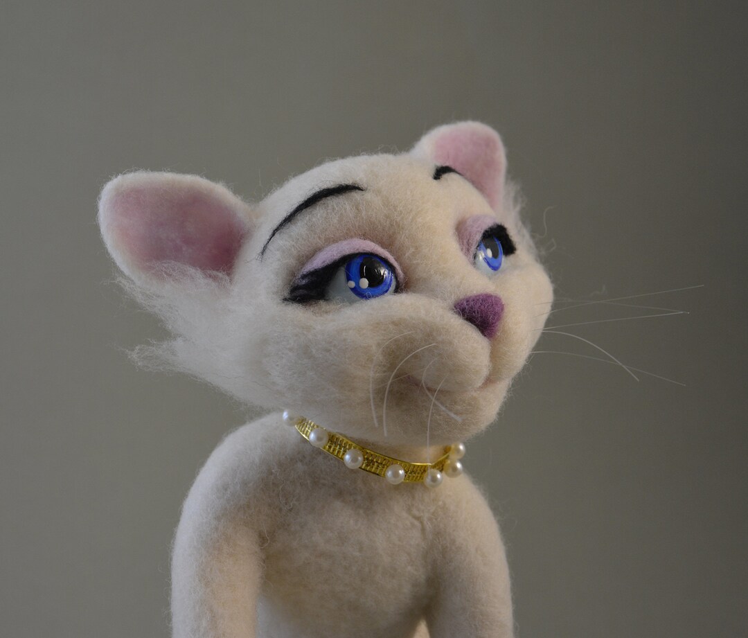 Duchess the Aristocats, Cartoon Character, White Cat, Felted Cat, Soft ...