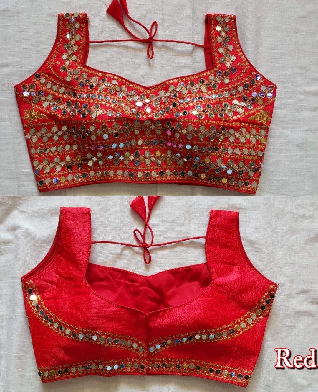 Red Readymade New Designer Saree Blouse Floral Embroidered for Women ...