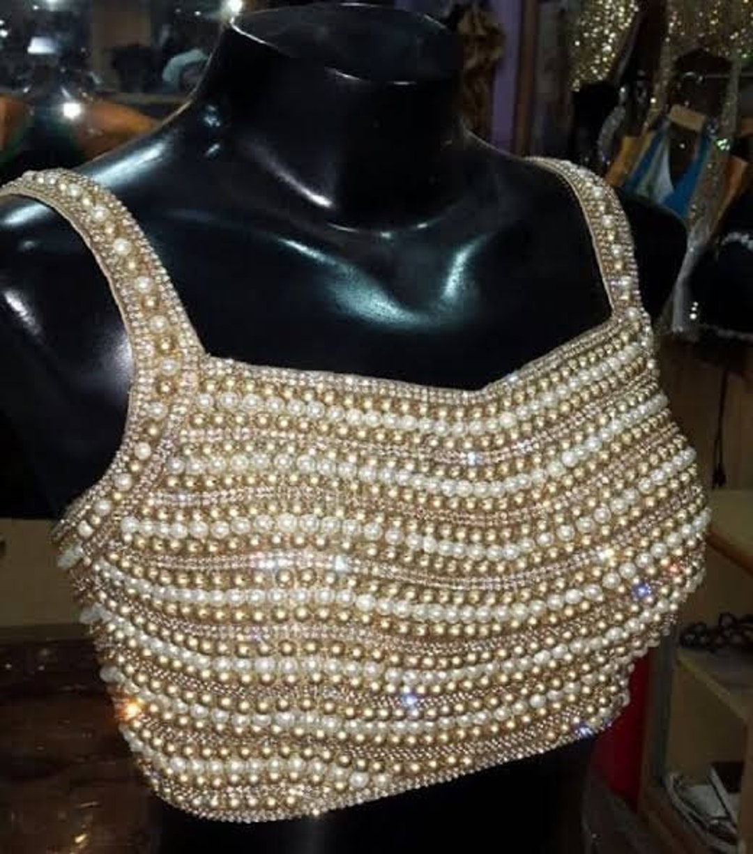 White Readymade Heavy Pearl Beaded Blouse Designer Saree Blouse ...