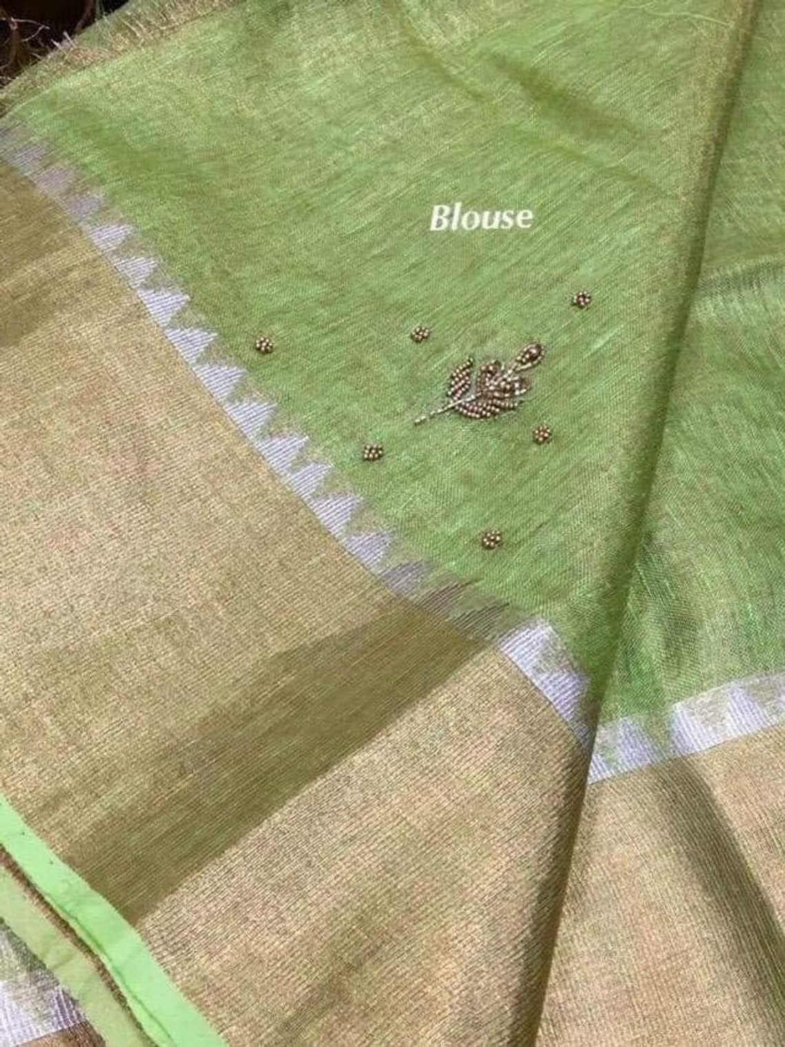 Pure Tissue Linen Embroidered Saree Linen by Linen Sari Pure - Etsy