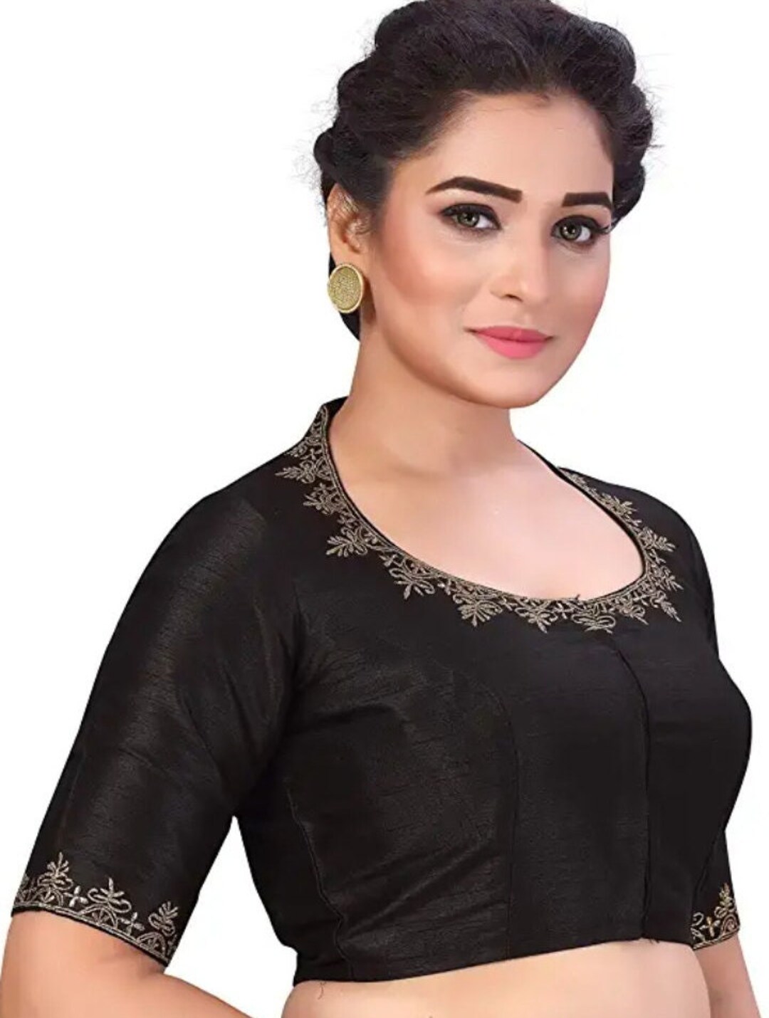 Designer Black Halter Matka Neck Saree Blouse Readymade - Etsy