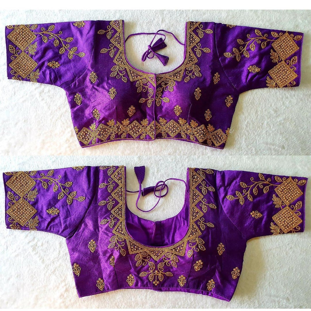 Purple Saree Blouse Readymade Bride Designer Blouse Floral - Etsy