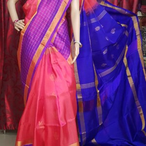 Pure Uppada Pattu Silk Saree Big Checks Saree Pure Handloom Pattu Saree ...