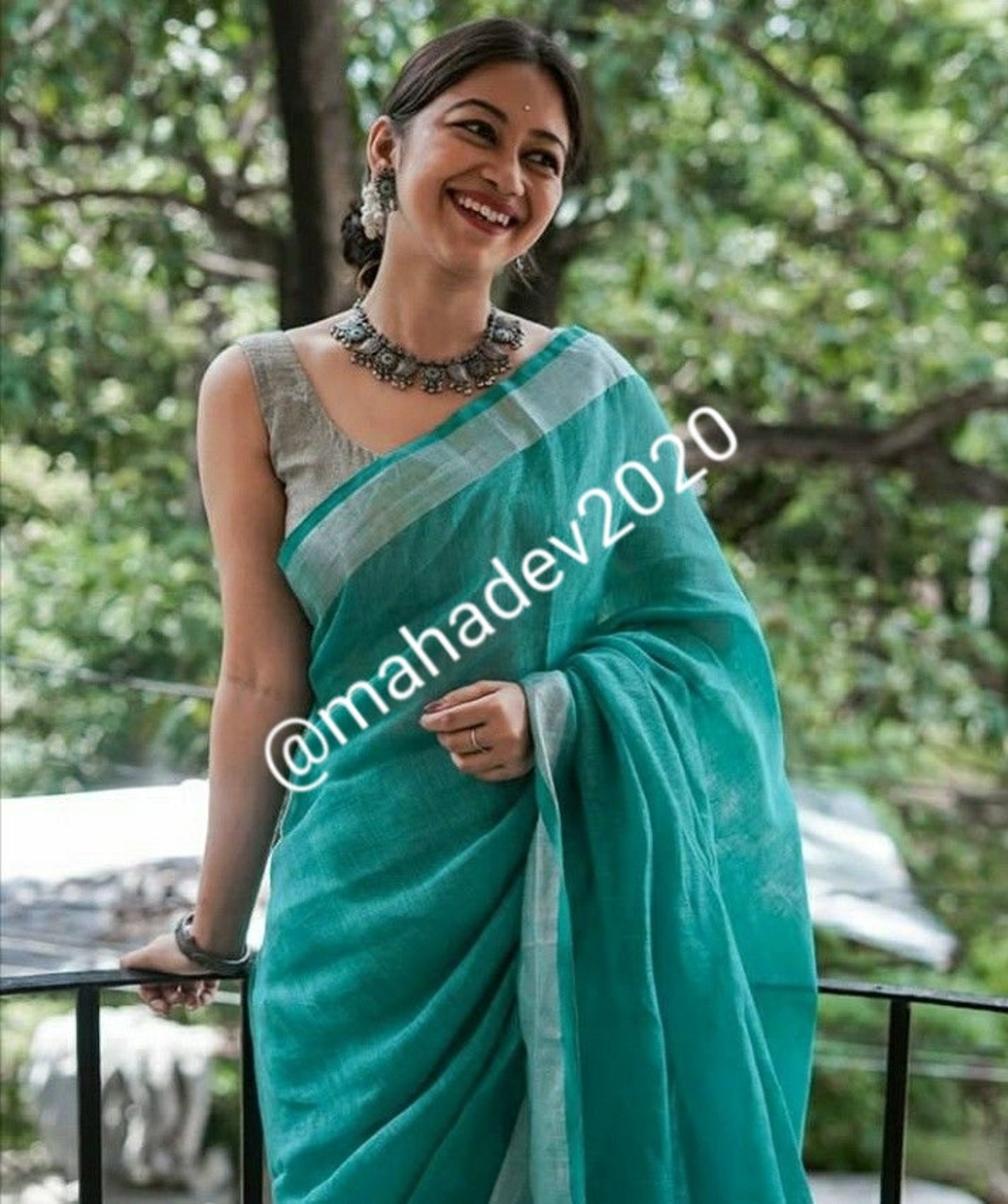 Green Pure Linen Saree Linen by Linen Sari Pure Handloom Saree - Etsy