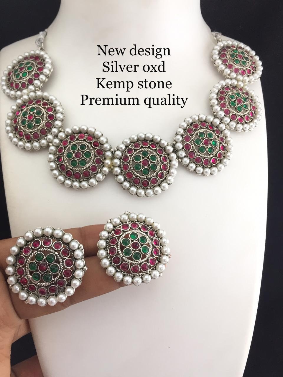 Kemp Stone Traditional Silver Oxidized Jewellery South Indian | Etsy