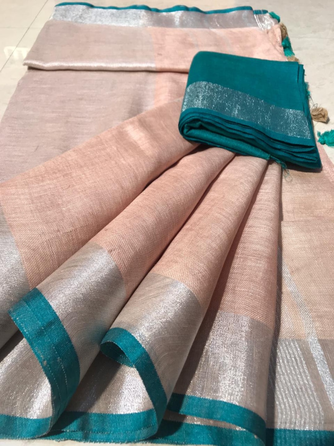 100% Pure Linen Saree Linen by Linen Sari Pure Handloom Saree for ...
