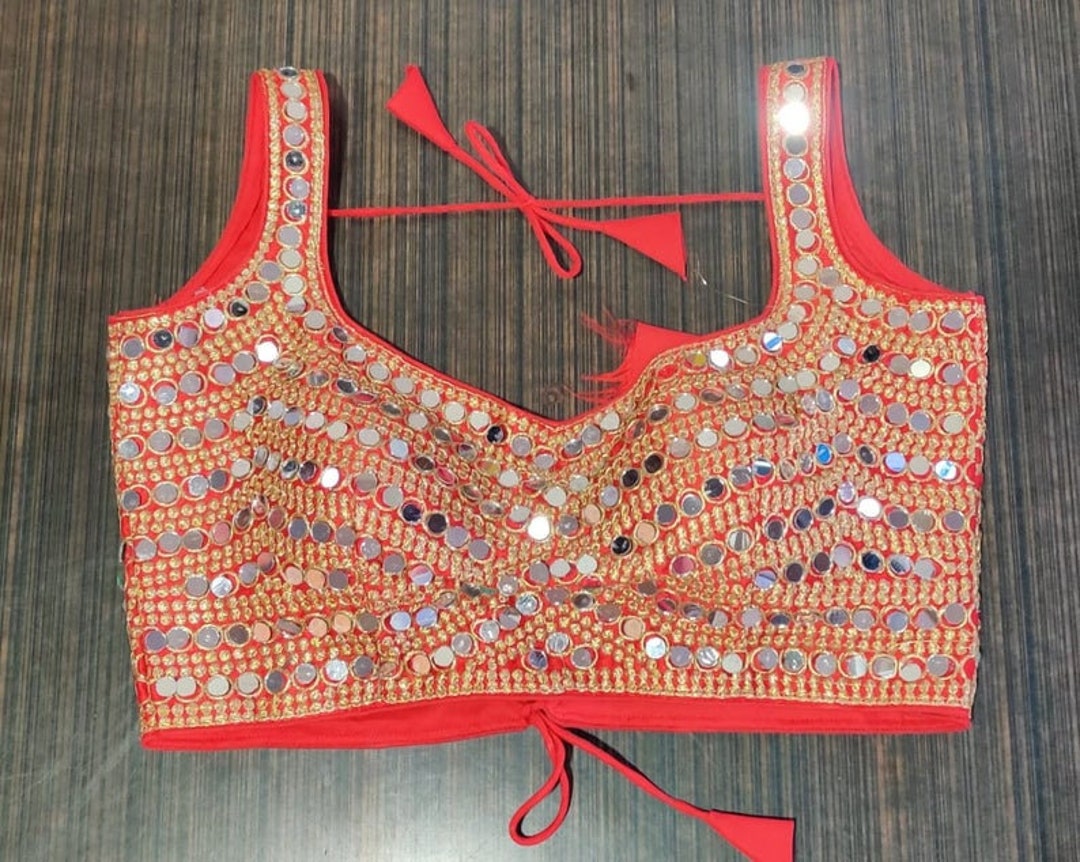 Red Readymade New Designer Saree Blouse Floral Embroidered for Women ...
