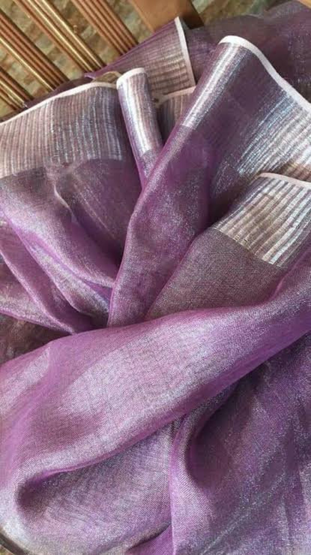 100% Pure Tissue Linen Saree Linen by Linen Sari Pure Handloom Saree ...