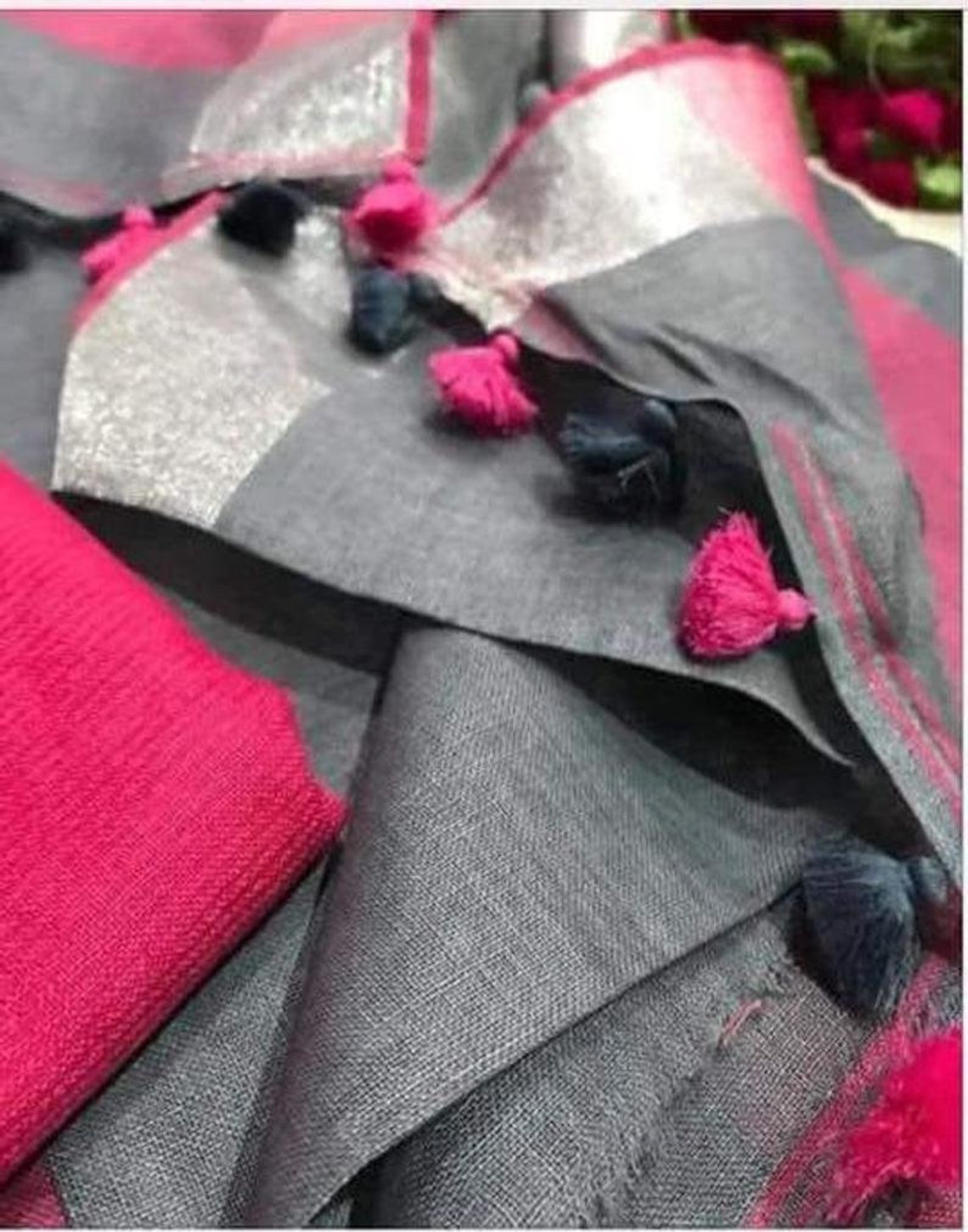 100% Pure Linen Saree Linen by Linen Sari Pure Handloom Saree for ...