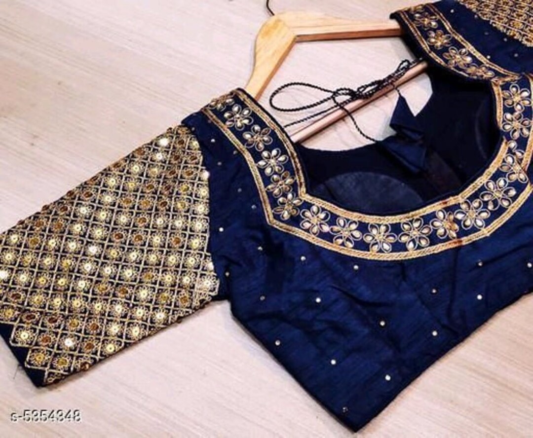 Blue Designer Readymade Blouse Bride Saree Blouse Floral - Etsy