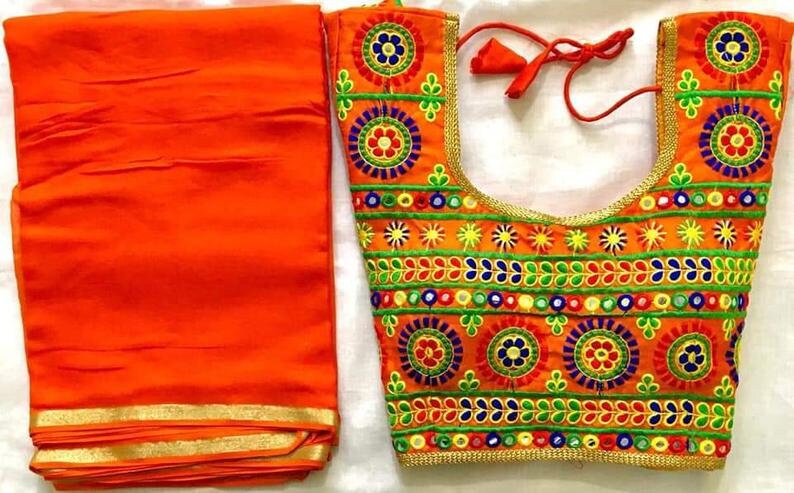 Rajasthani Pink Georgette Saree With Readymade Blouse Designer | Etsy