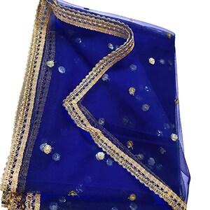 Women Net Embroidered Royal Blue Dupatta 42" X 2.50 Meters Designer ...