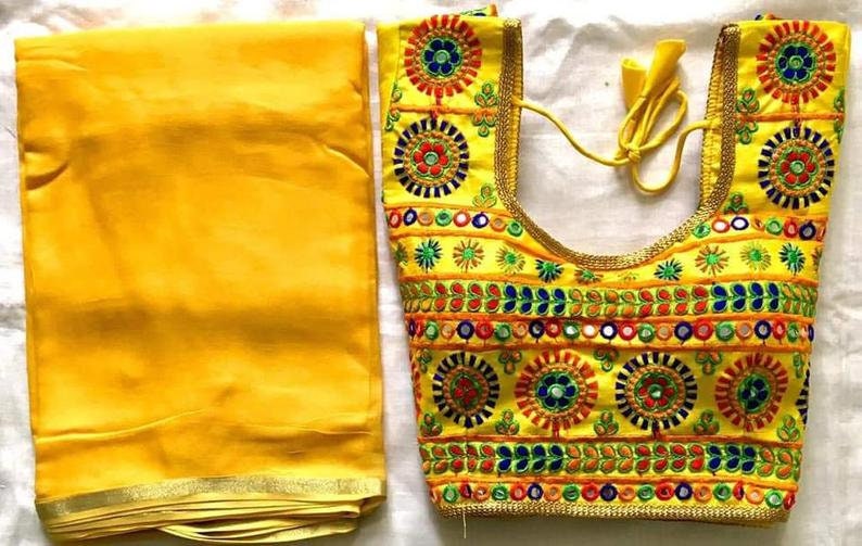 Rajasthani Pink Georgette Saree With Readymade Blouse Designer | Etsy