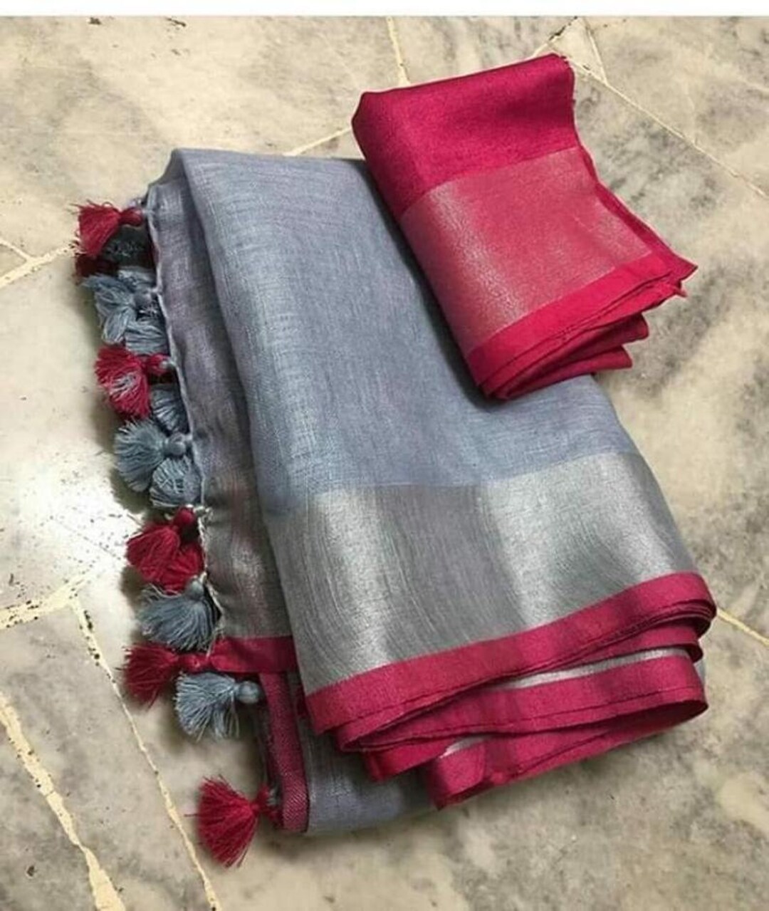 100% Pure Linen Saree Linen by Linen Sari Pure Handloom Saree for ...