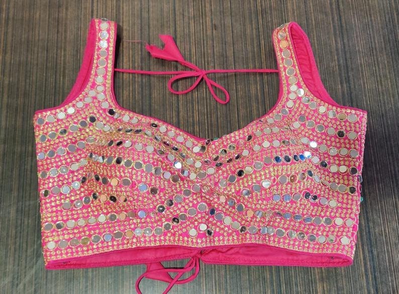 Pink Readymade New Designer Saree Blouse Floral Embroidered | Etsy