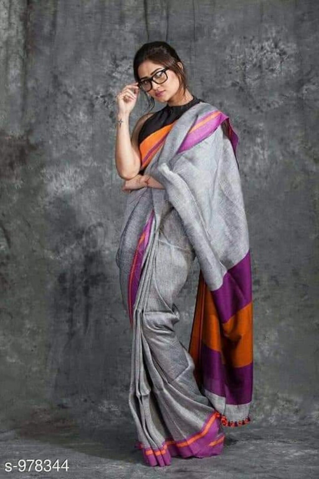 100% Pure Linen Saree Linen by Linen Sari Pure Handloom Saree for ...