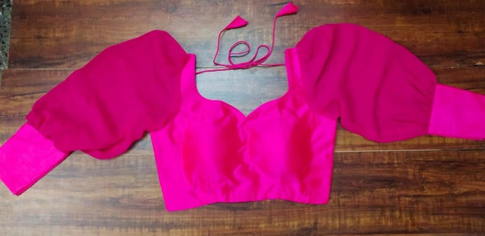 Pink Puff Sleeves Blouse Bangali Style Blouse Designer Solid - Etsy