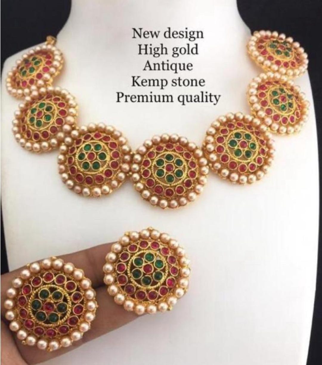 Kemp Stone Traditional Silver Oxidized Jewellery South Indian Temple ...
