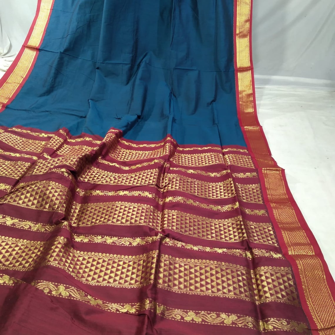 Gadwal Cotton Silk Saree Gadwal Saree with Jori Weaving Work | Etsy