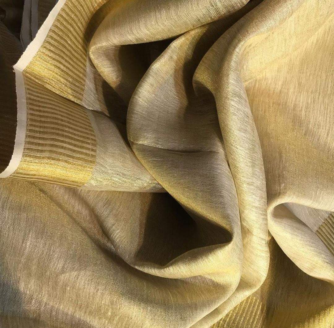 Christmas Pure Tissue Linen Silk Saree Linen by Linen Sari Handloom for ...