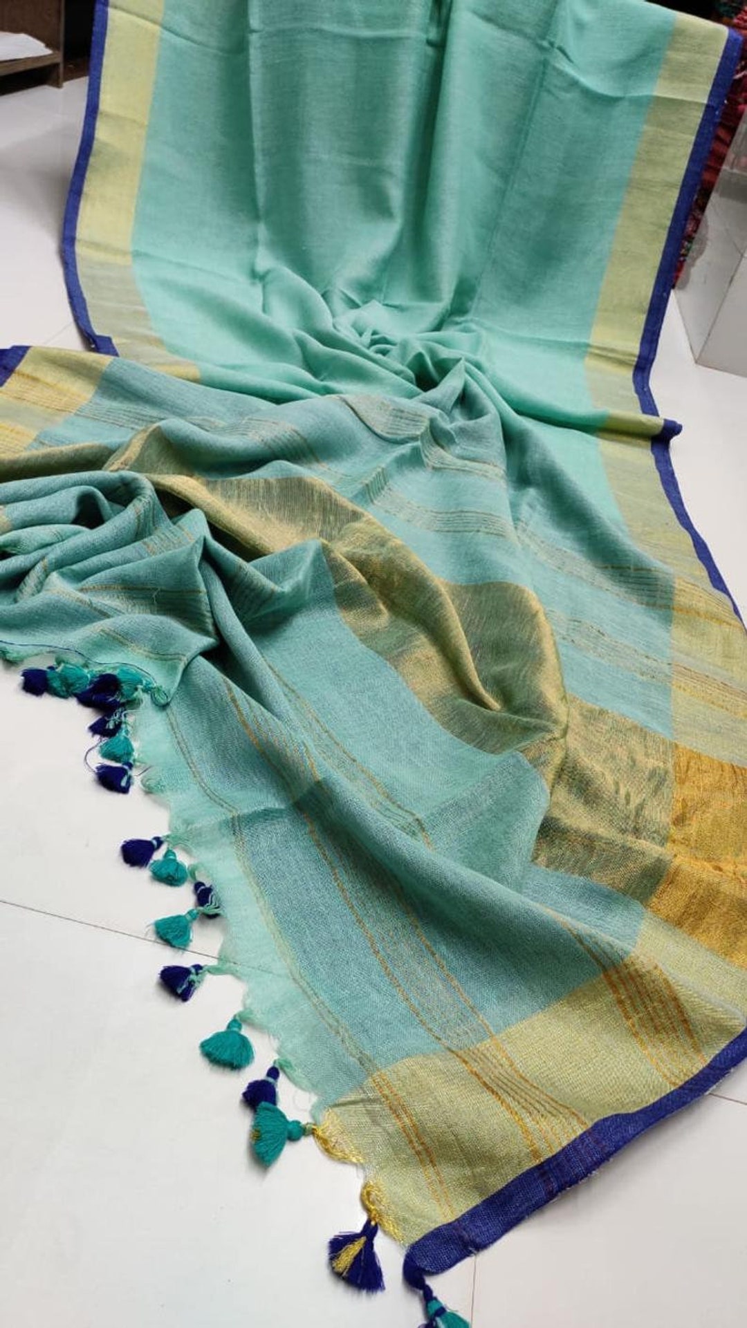 100% Pure Linen Saree Linen by Linen Sari Pure Handloom Saree for ...