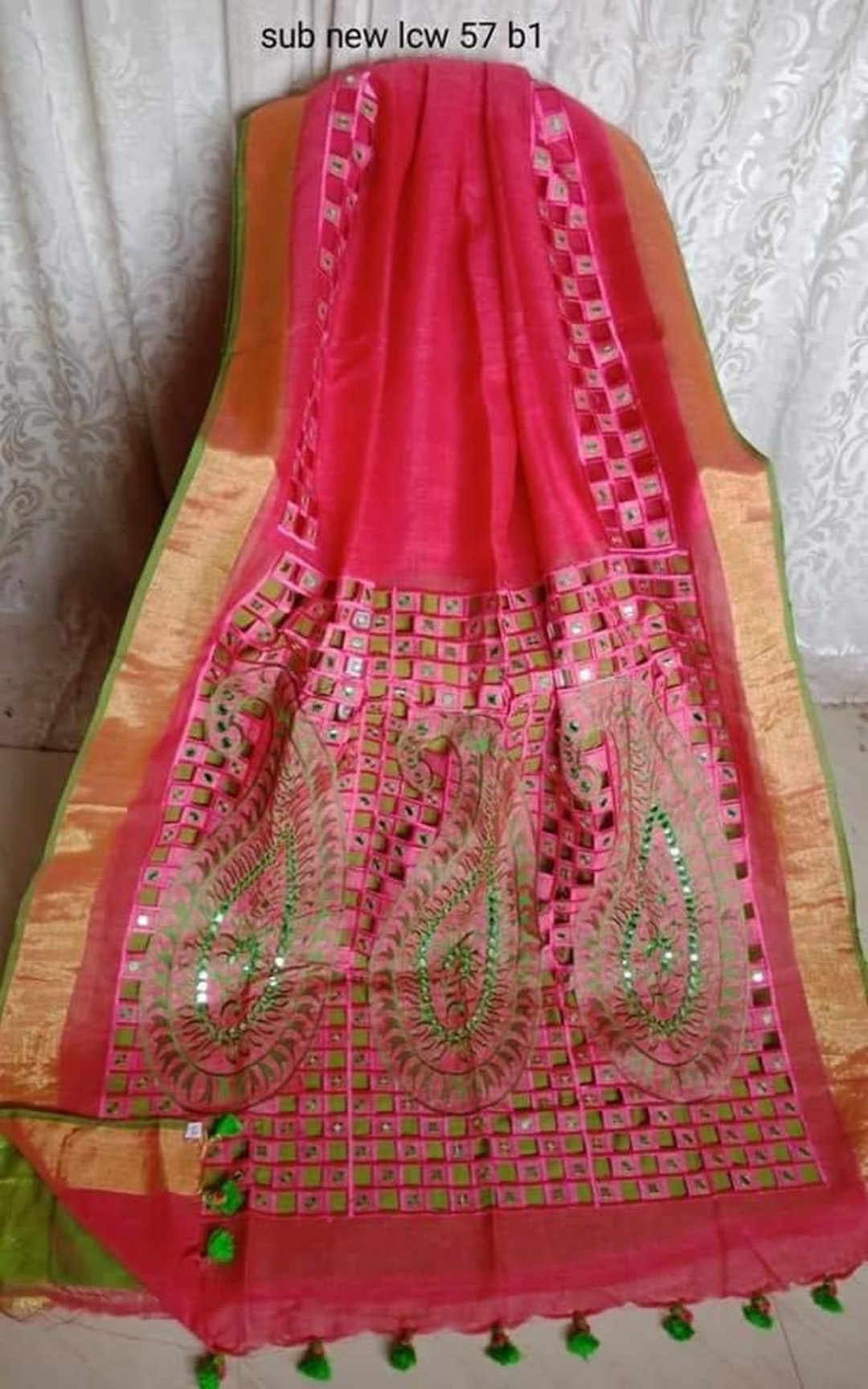 Pure Linen Saree Linen Cutwork Saree Mirror Work Pure Handloom Saree ...