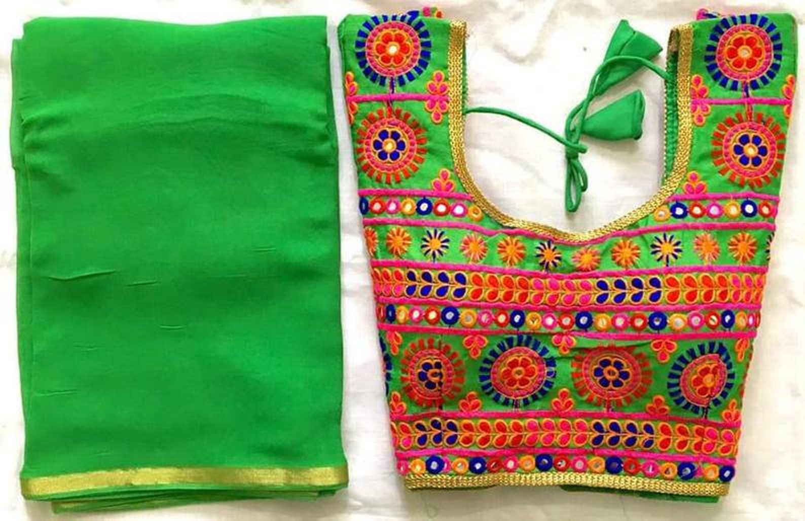 Rajasthani Pink Georgette Saree With Readymade Blouse Designer | Etsy