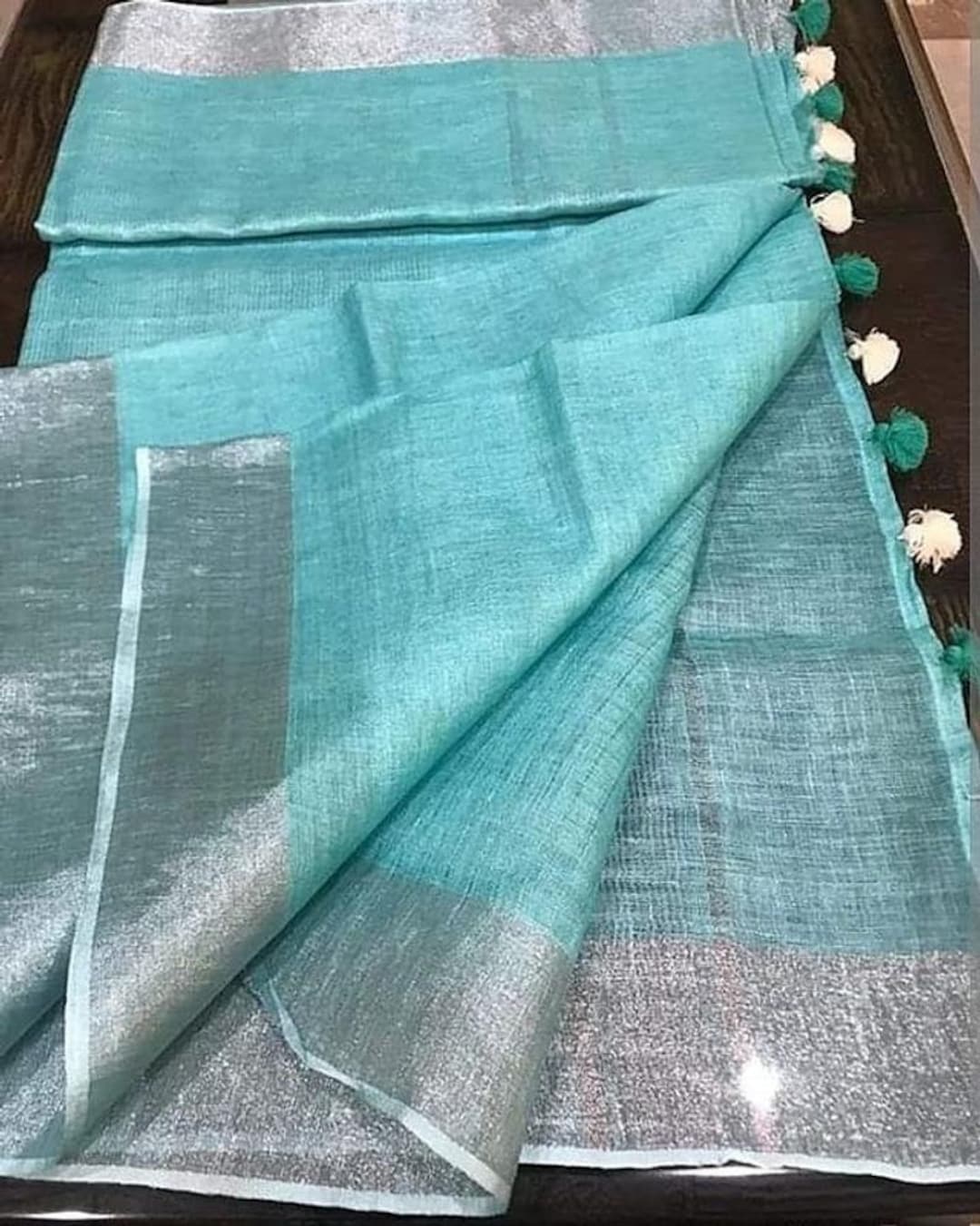 100% Pure Linen Saree Linen by Linen Sari Pure Handloom Saree for ...