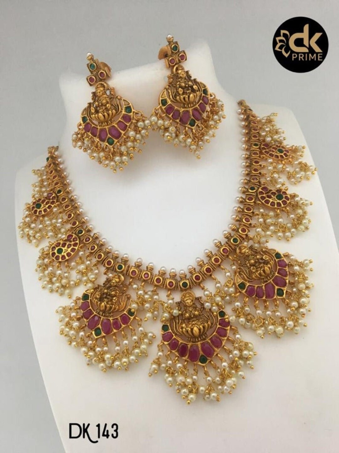 Matte Gold / Temple Necklace Set / Kempu Jewellery/ Women Necklace Set ...