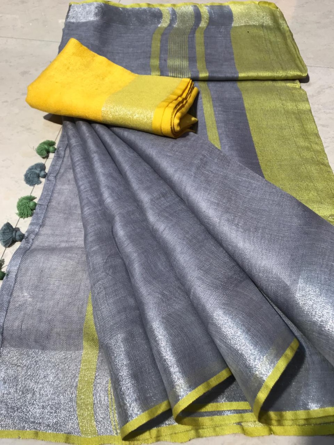 100% Pure Linen Saree Linen by Linen Sari Pure Handloom Saree for ...