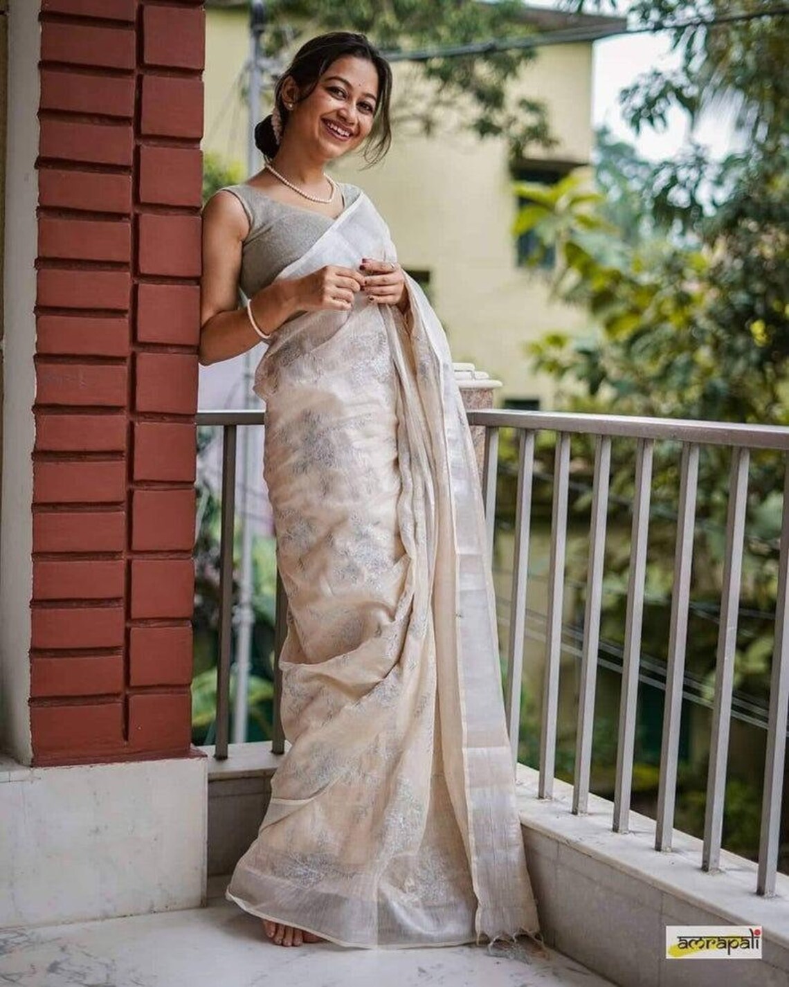 100% Pure Linen Embroidered Saree Linen by Linen Sari Pure - Etsy