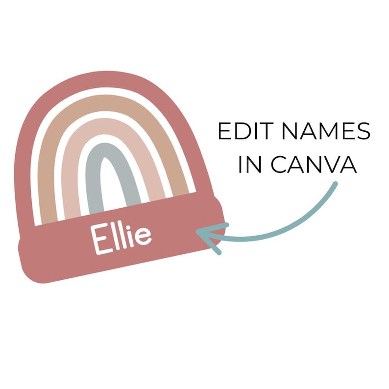 Editable Boho Rainbow Cubby Name Tags | Canva Template + PDF ...