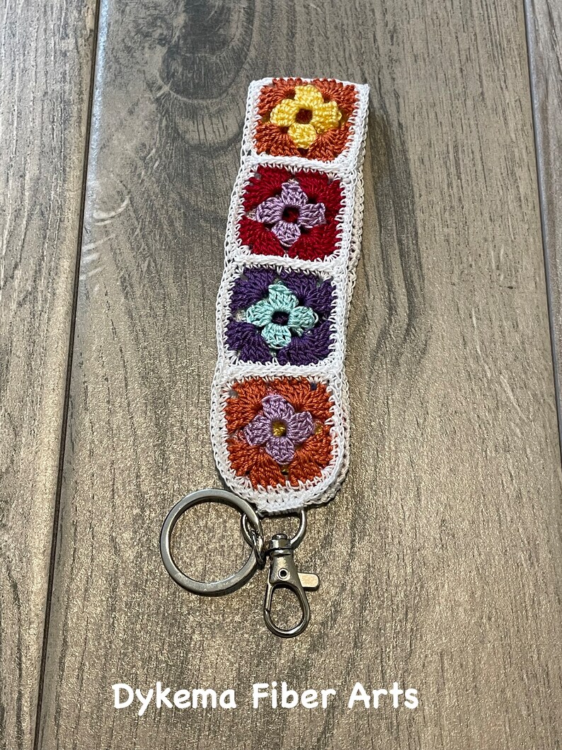 Crochet Granny Square Key Chain Wristlet - Etsy