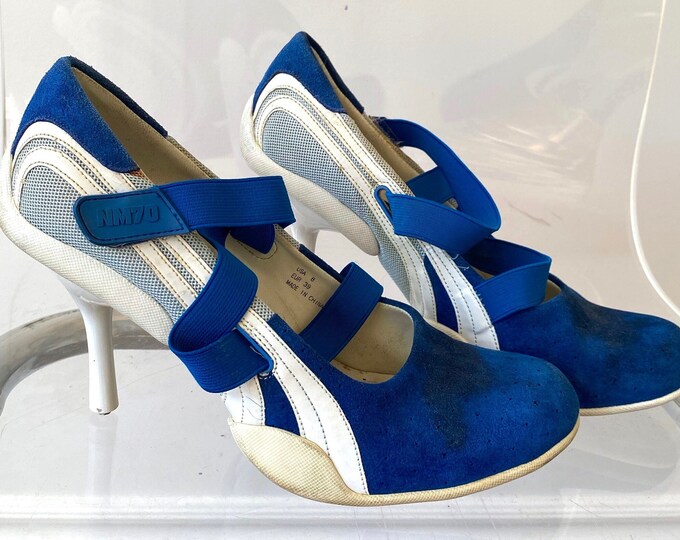 90s Vintage Blue Nm70 RARE Thrashed Futuristic Sneaker Pumps - Womens ...