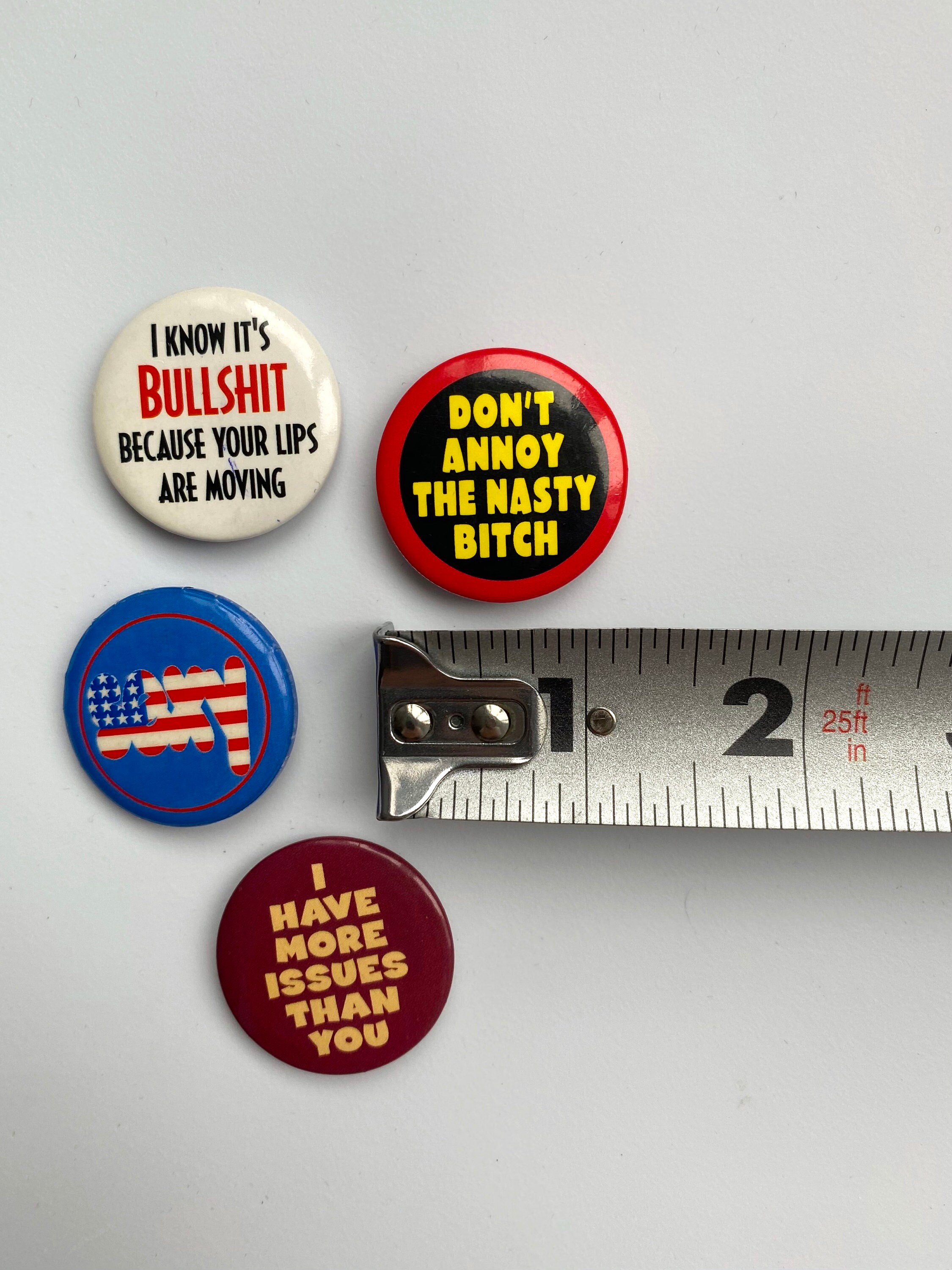 80s 90s Y2k Vintage Colorful Funny Novelty Metal Button Pins Set of 7 ...