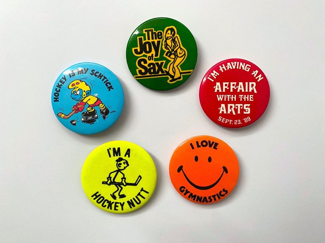 70s 80s Vintage Various Activities Metal Button Pins | Novelty Retro ...