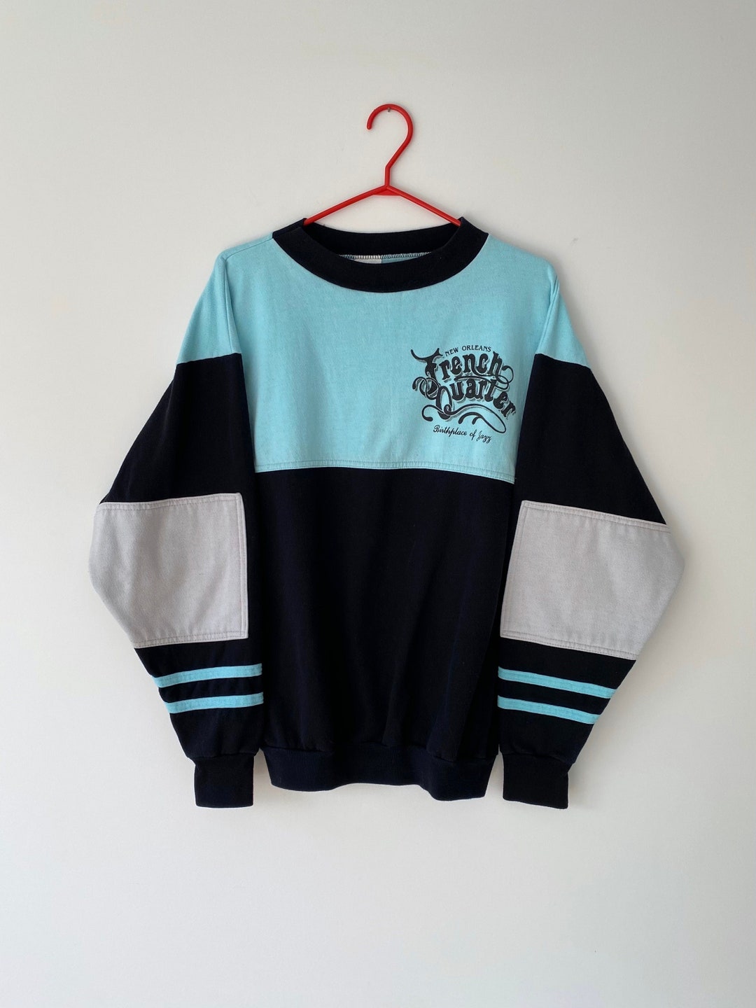 90s Vintage Blue New Orleans Jazz Music Graphic Pullover Sweater ...