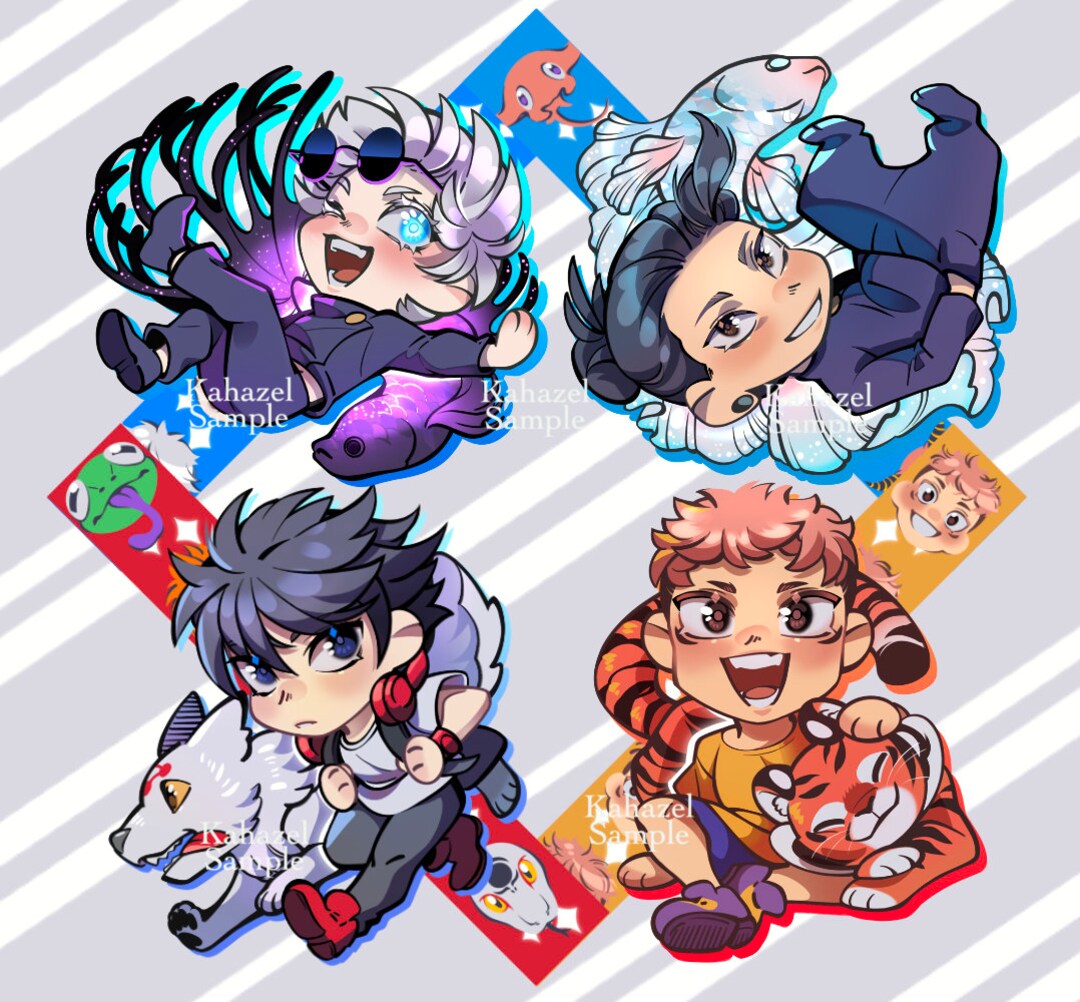 3'' JJK Gojo Geto Megumi and Yuji Acrylic Charms With Lanyard, Epoxy ...