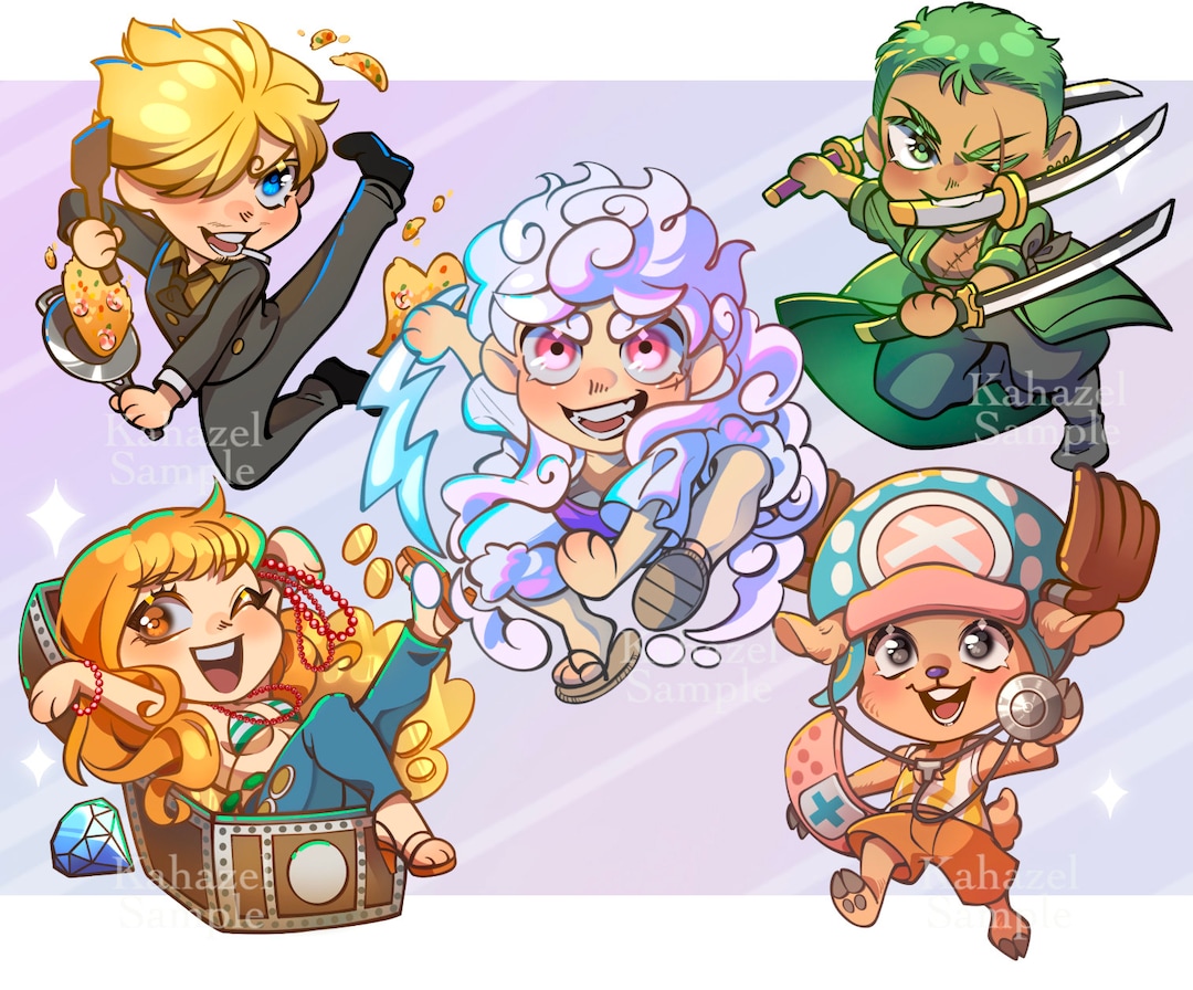 3" One Piece Rainbow Glitter Charm With Epoxy Coat, Gear 5 Luffy, Nami ...