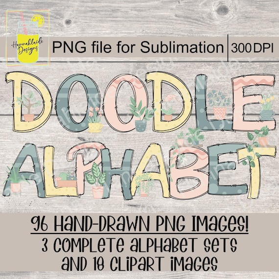 Potted Plants Doodle Letters and Clipart A-Z Alphabet PNG | Etsy
