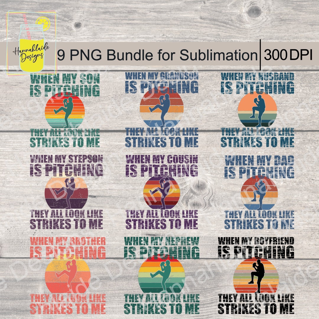 Baseball Pitcher 9 PNG Bundle, Sublimation, Sports Mom, Print File ...