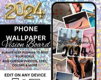 2024 Custom Vision Board Phone Wallpaper I Custom Vision Board I Lock ...