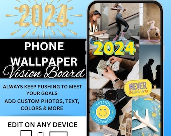 2024 Custom Vision Board Phone Wallpaper I Custom Vision Board I Lock ...