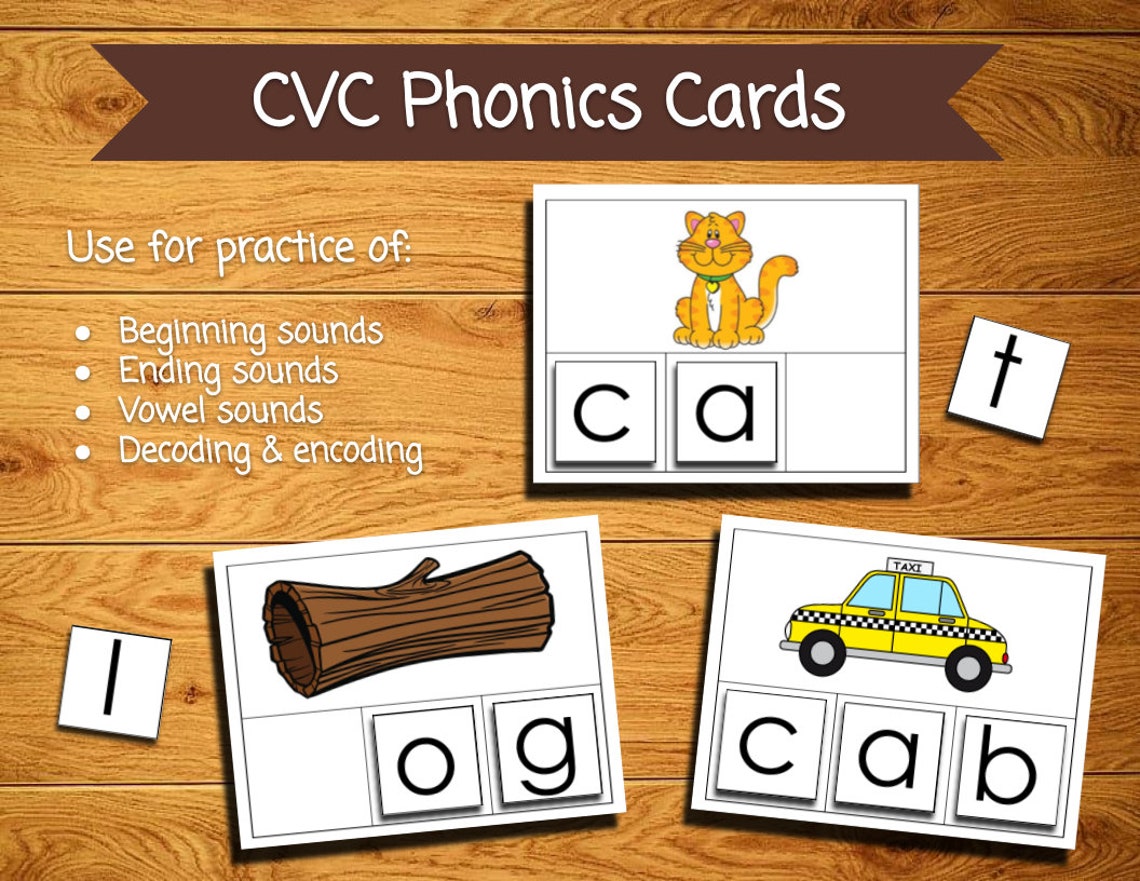 CVC Printable Phonics Cards, Phonics Flash Cards, Beginning Letter ...
