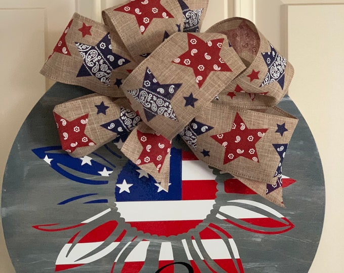 Welcome USA Patriotic Sunflower Red White and Blue America Door Sign - Etsy