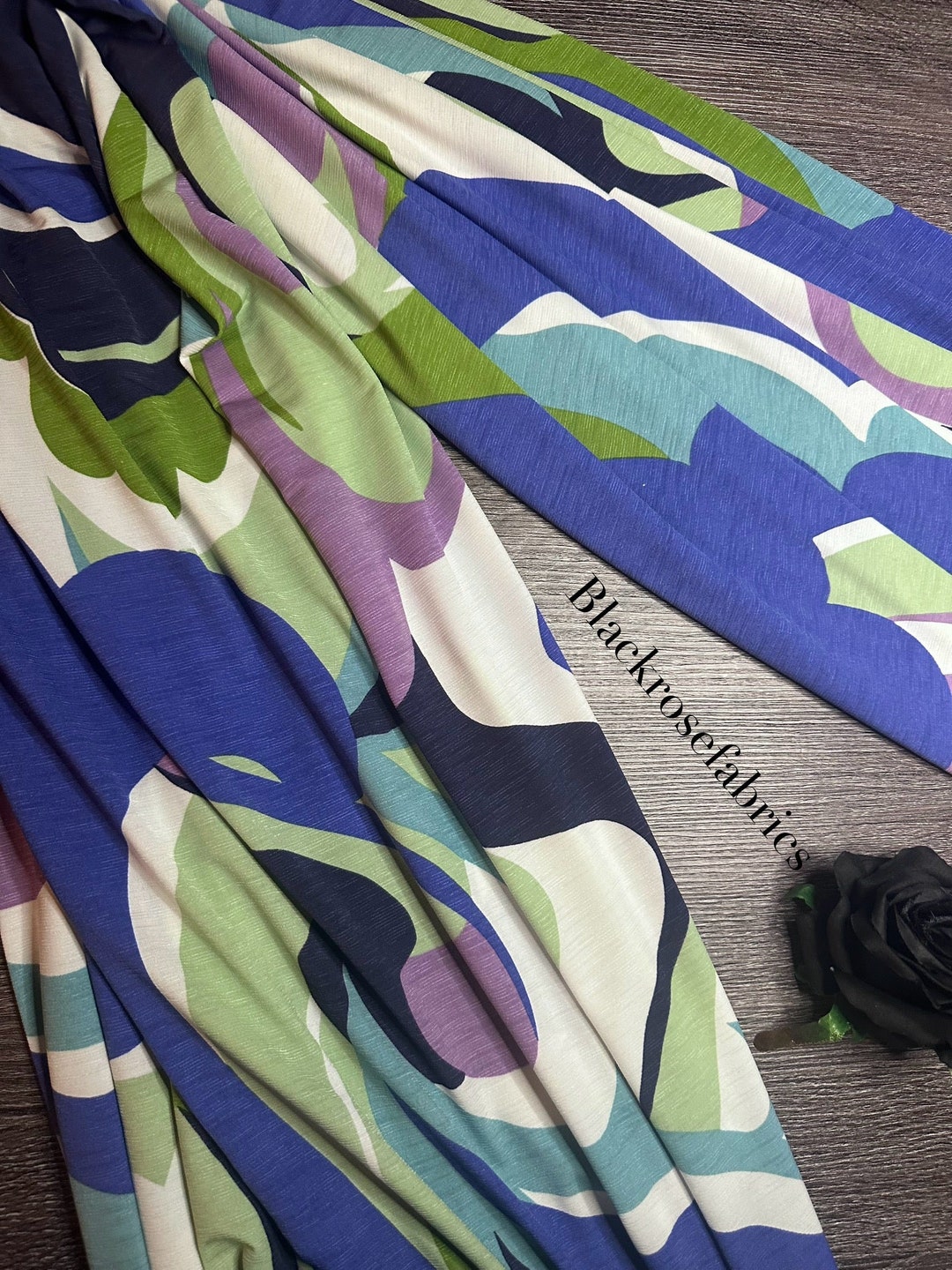 ITY: 3 YD CUT Remnant Blue Green Purple Abstract - Etsy