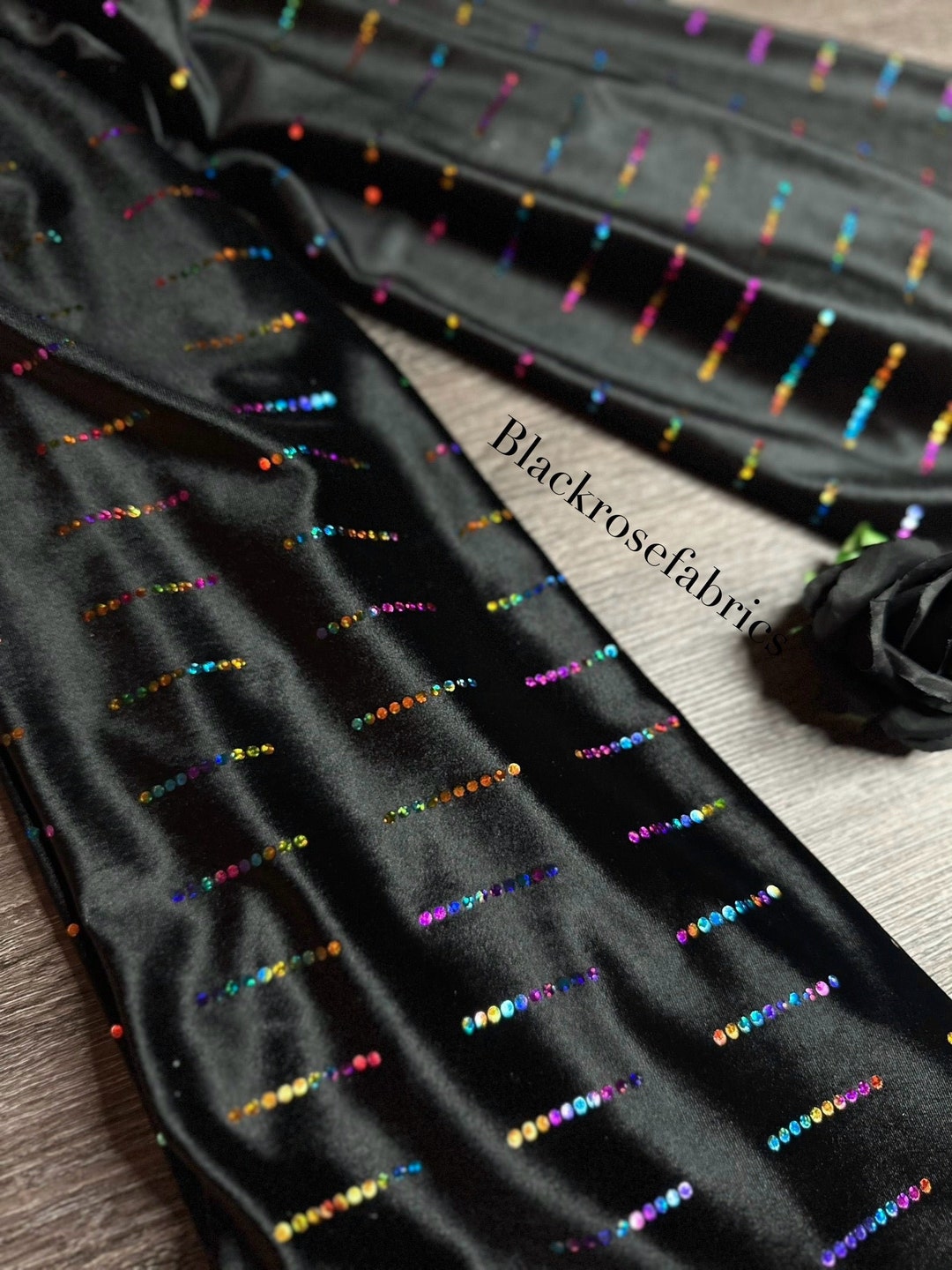 Stretch Velvet With Sequins: Rainbow Sequins Lines - Etsy