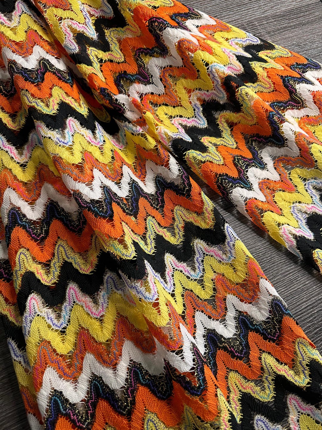 Lace: Yellow Orange Squiggly Design - Etsy