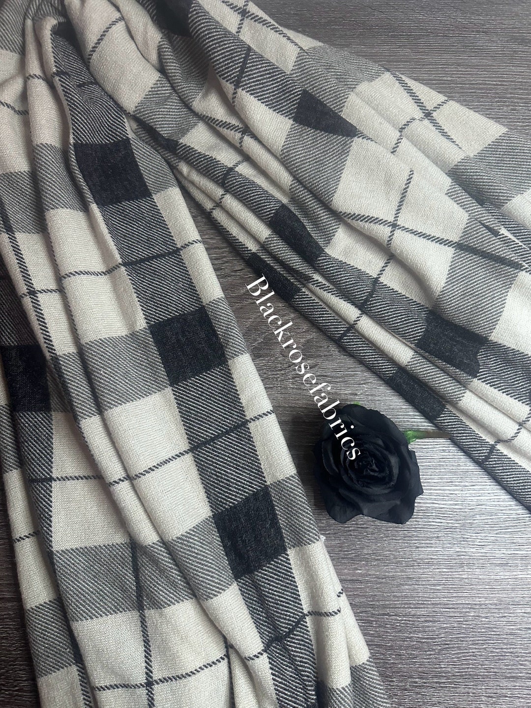 Sweater Knit: 1 YD CUT REMNANT Light Light Beige Black Plaid - Etsy