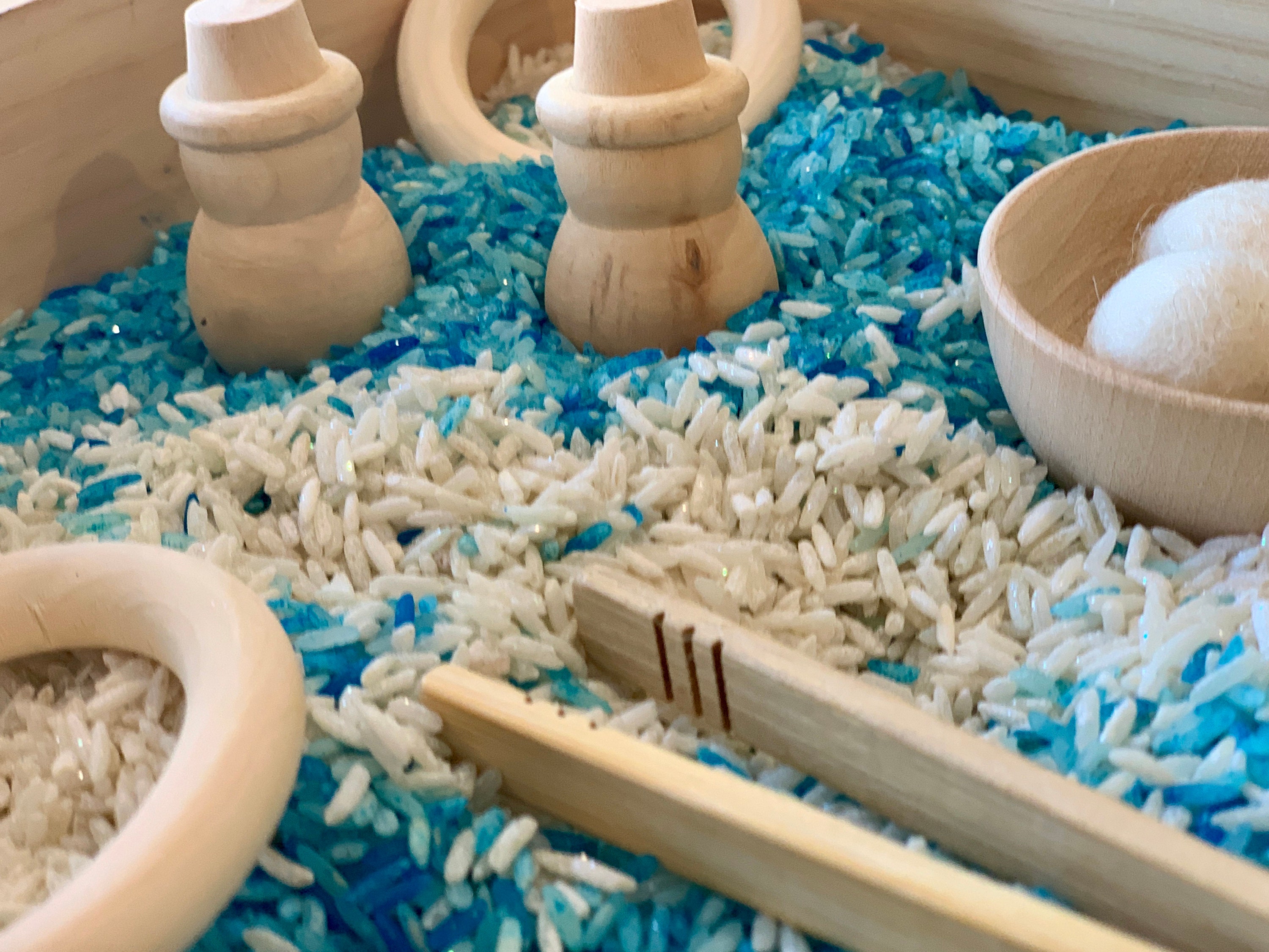 Montessori Sensory Colored Winter Rice Sensory Rice | Etsy